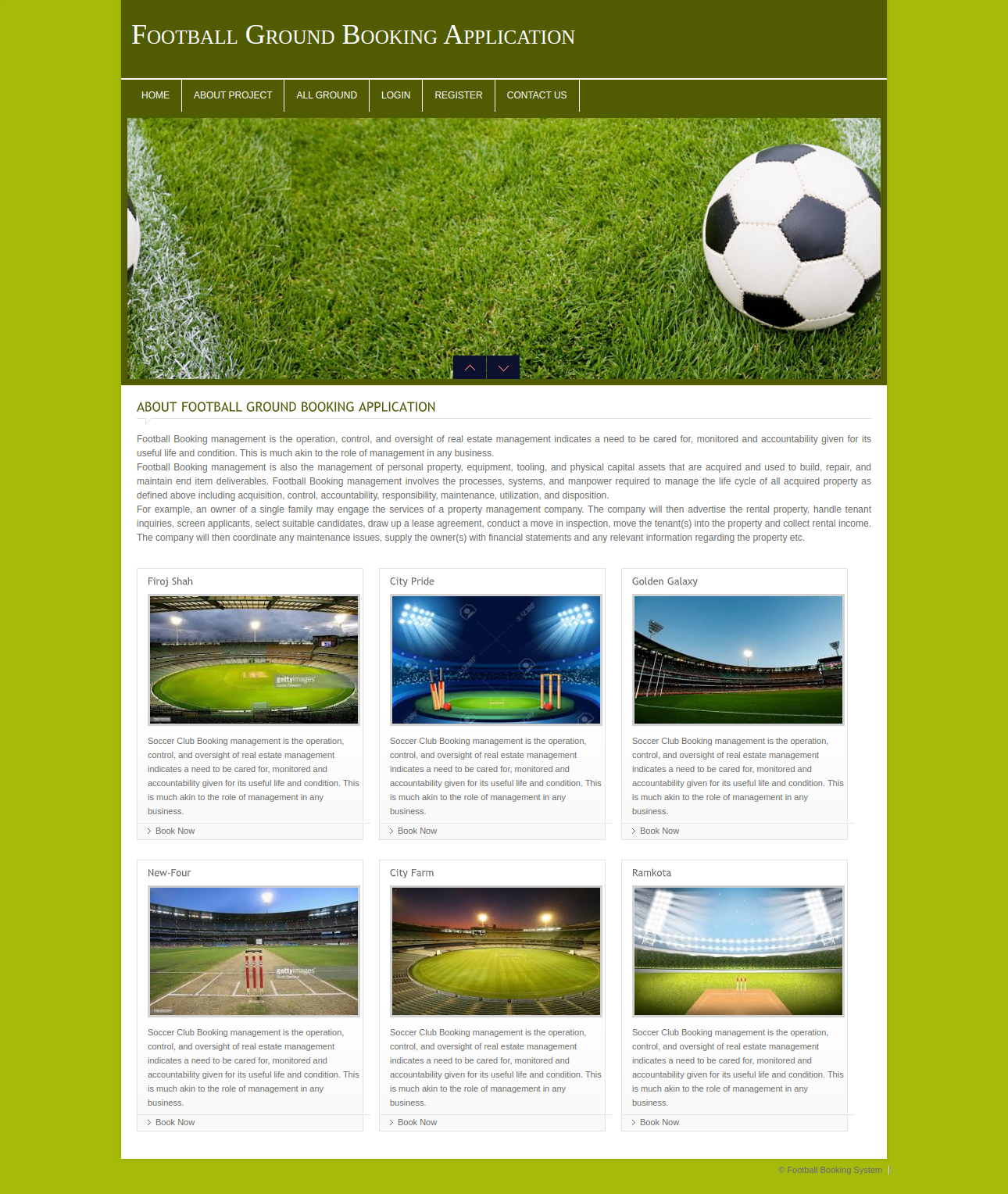 Football Ground Booking System Php Mysql Projects Free Source Code Documentation Freeprojectz